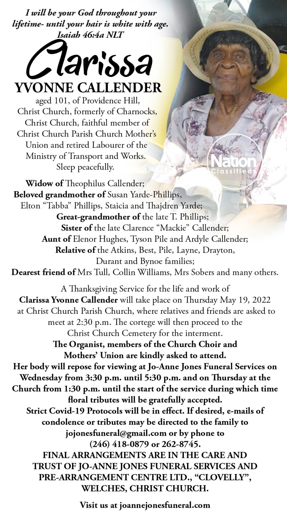 Clarissa Callender | Jo-Anne Jones Funeral Services