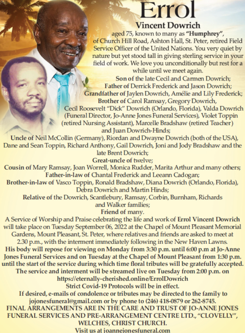 Errol Dowrich | Jo-Anne Jones Funeral Services