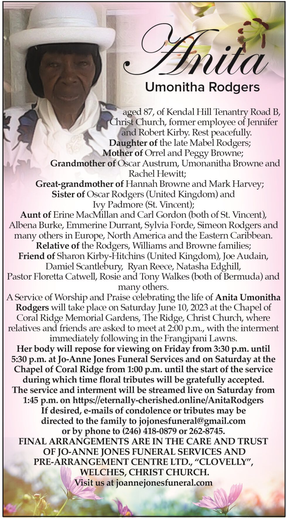 Anita Rodgers | Jo-Anne Jones Funeral Services
