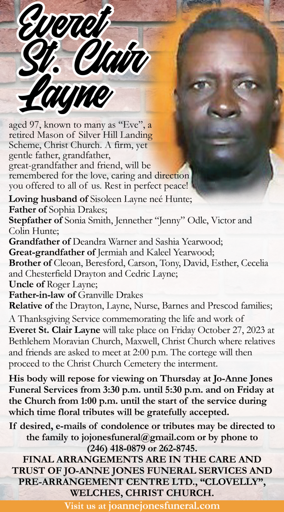 Everet Layne | Jo-Anne Jones Funeral Services