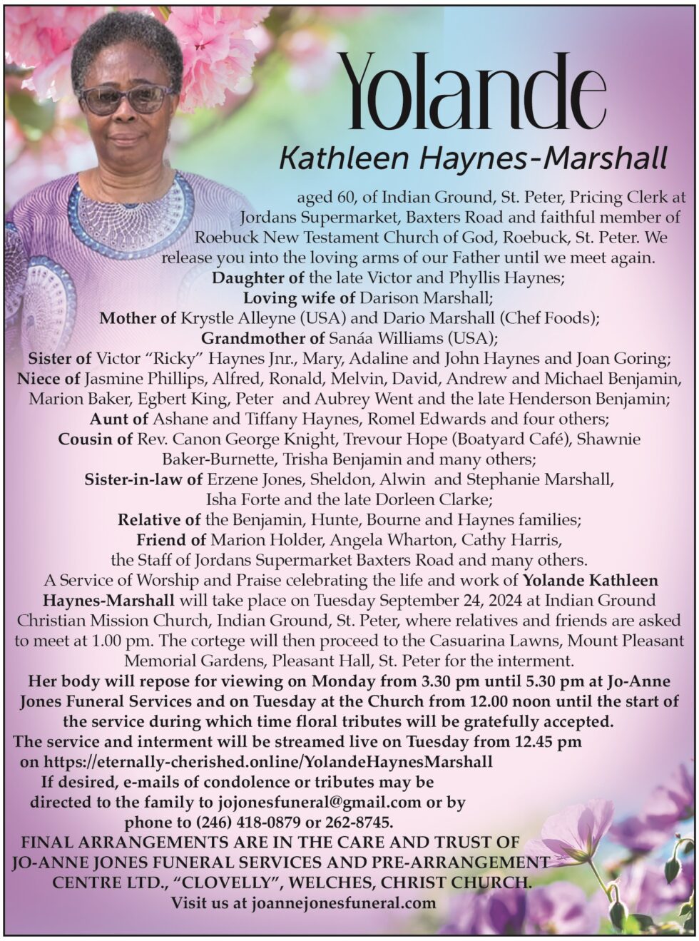 Yolanda Haynes-Marshall | Jo-Anne Jones Funeral Services