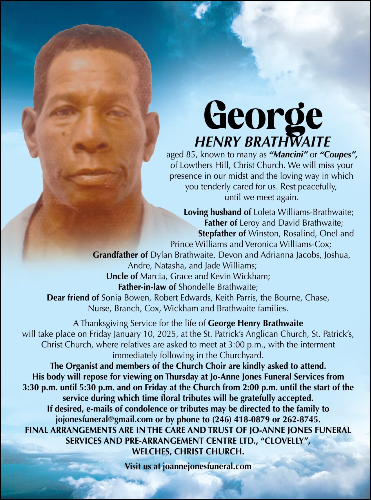 George Brathwaite | Jo-Anne Jones Funeral Services