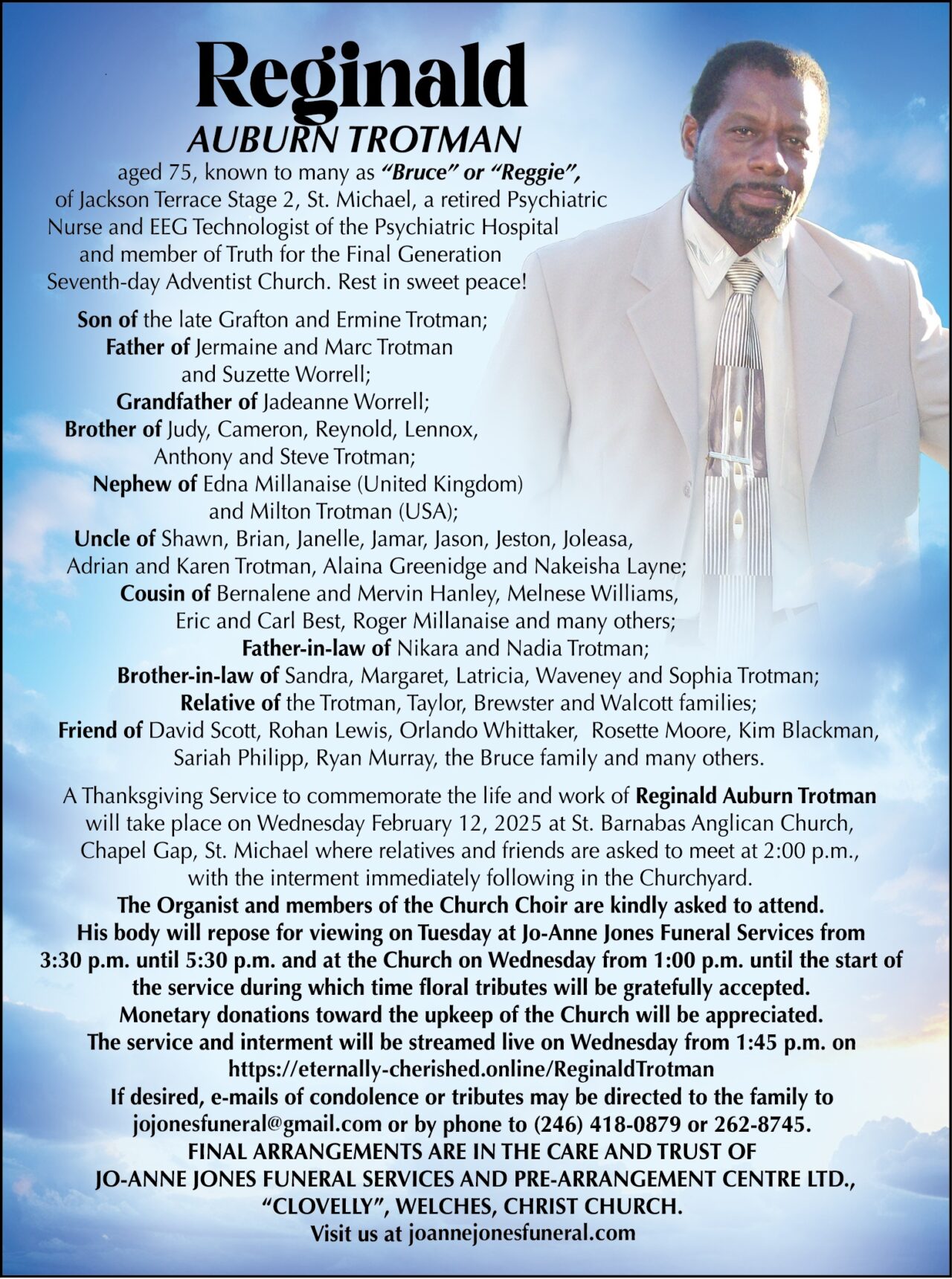 Reginald Trotman | Jo-Anne Jones Funeral Services
