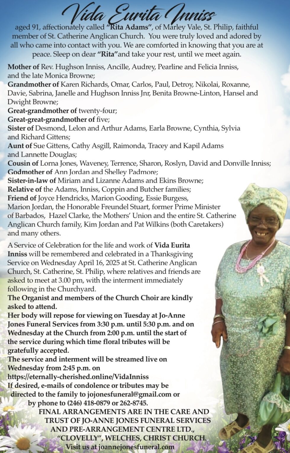 Vida Inniss | Jo-Anne Jones Funeral Services