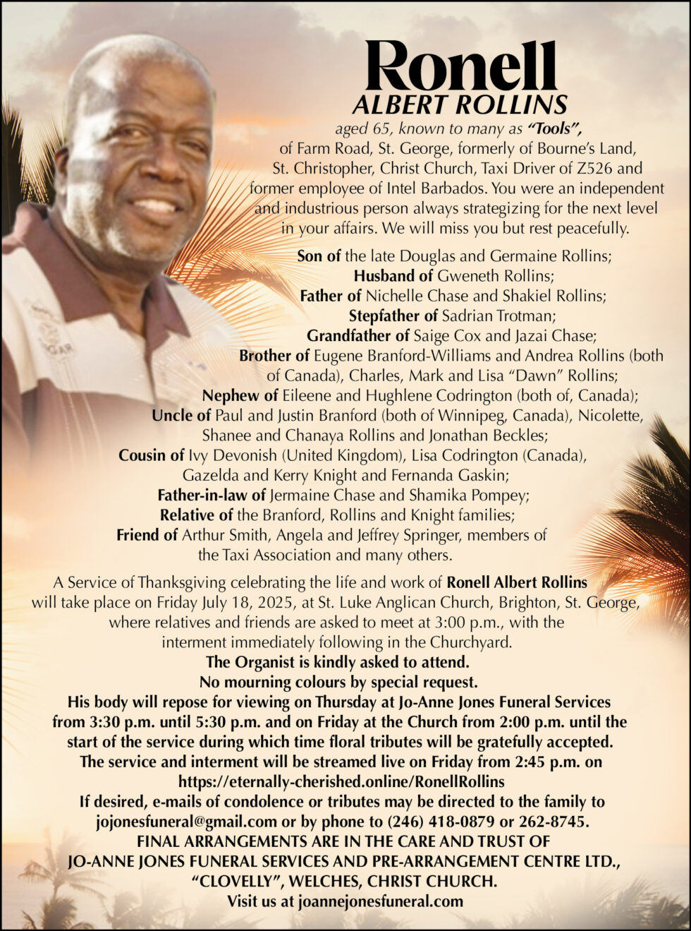 Ronell Rollins | Jo-Anne Jones Funeral Services